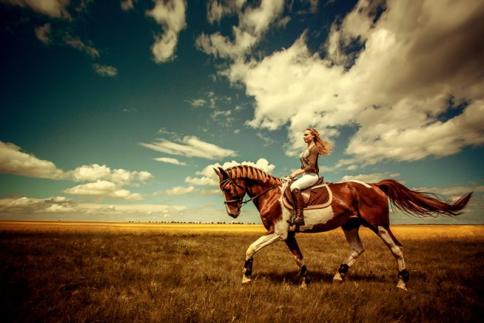 Girl riding horse on the beautiful landscape - 54ka [photo blog]