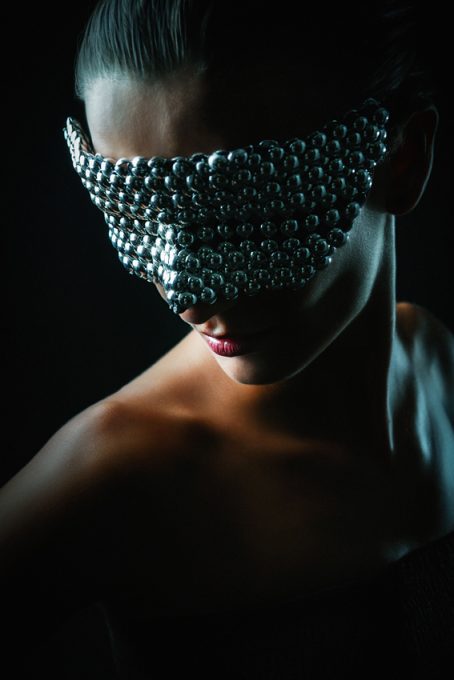 Pretty girl with conceptual silver eye carnival mask - 54ka [photo blog]